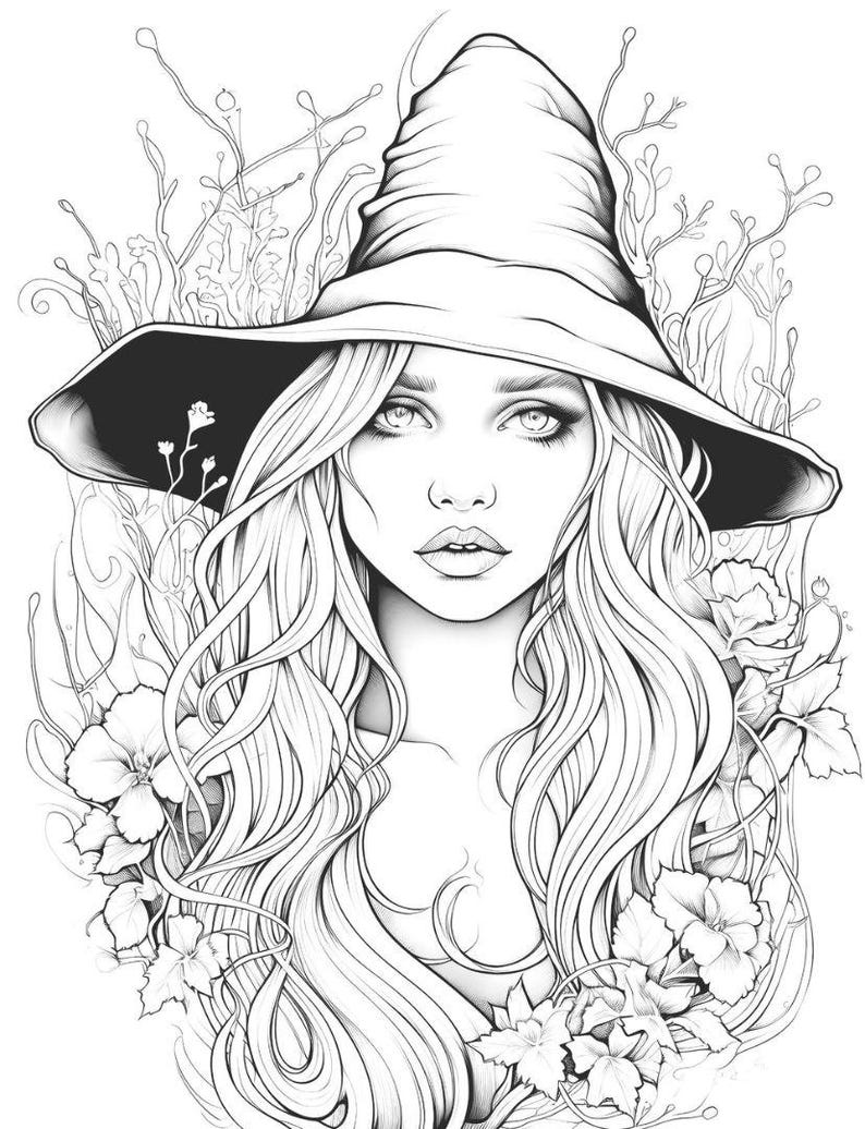 Witches Coloring Pages | Relaxing Coloring Sheets for Adults & Kids ...