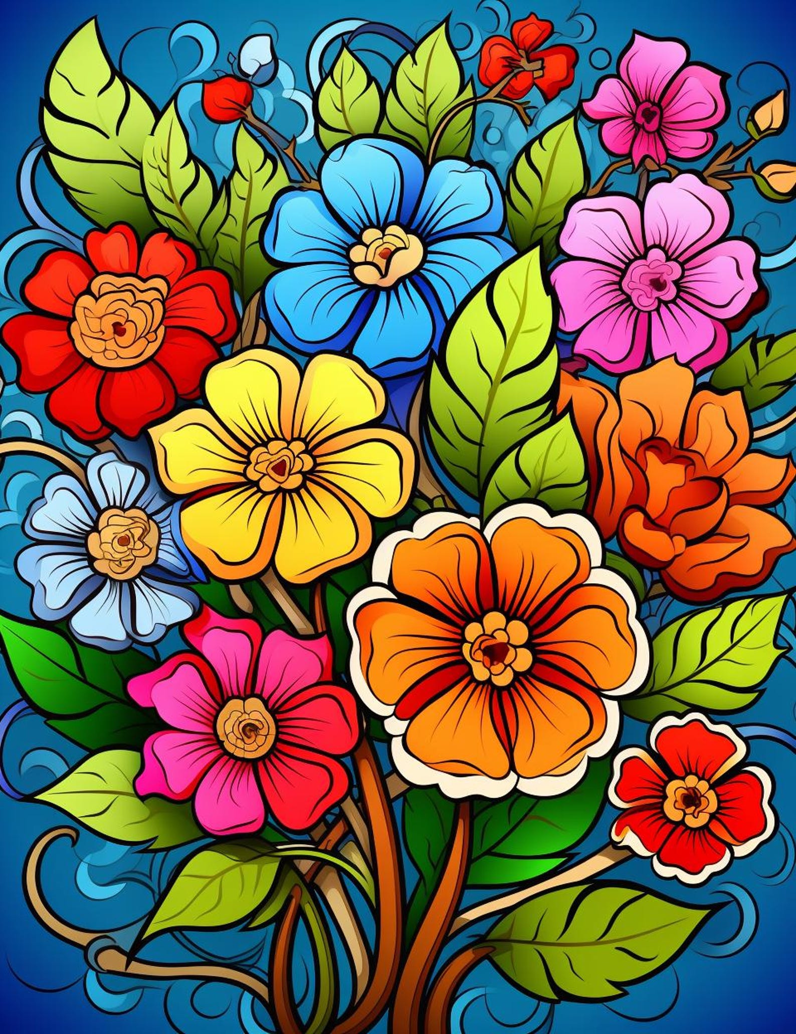 Relaxing Flower Coloring Book | Set of 100 Pages | Digital Coloring ...