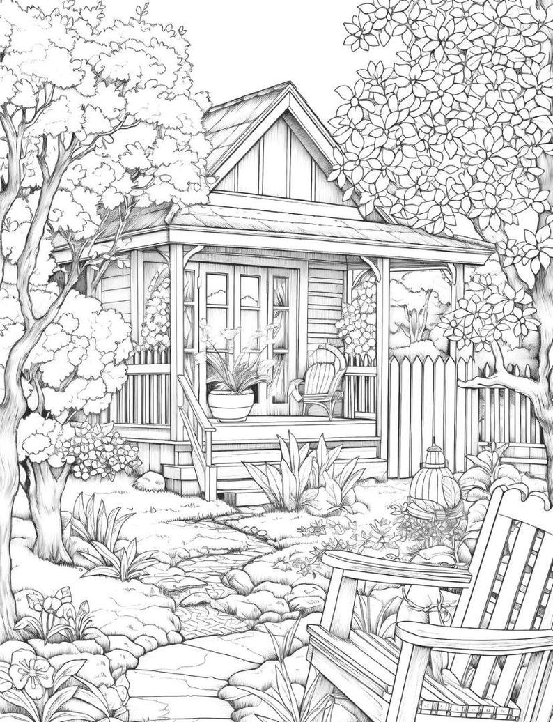 50 Spring Gardens Coloring Pages | Instant Digital Download | Light and ...