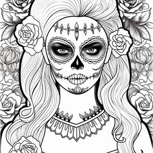 Sugar Skull Girl Coloring Book | Set of 50 Pages | Digital Coloring ...