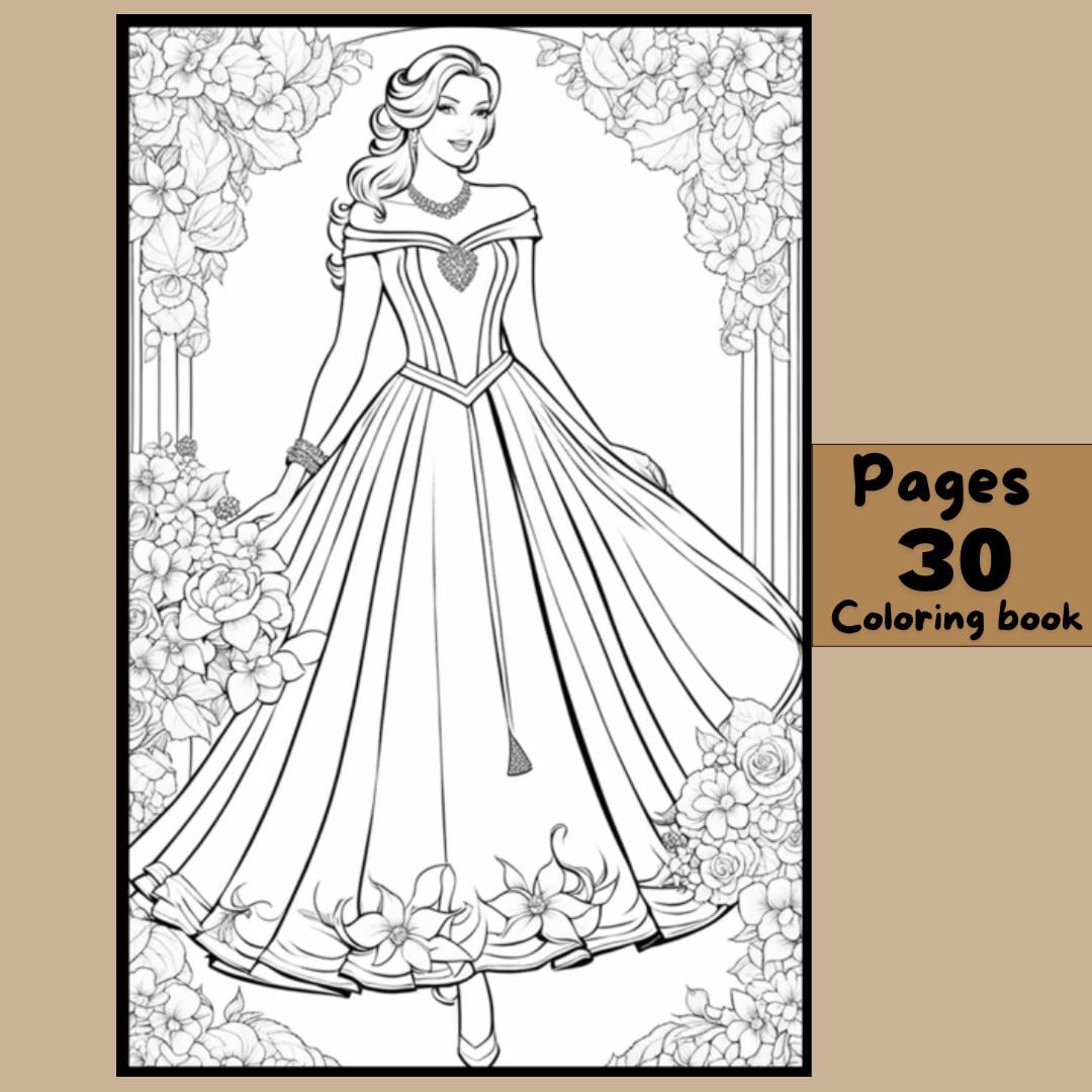 Women's Fashion Coloring Pages | 30 Dress Designs (printable PDF) - Etsy