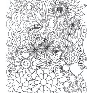 Set of 50 Flowers Zentangle Coloring Book | Flower Printables | Enhance ...