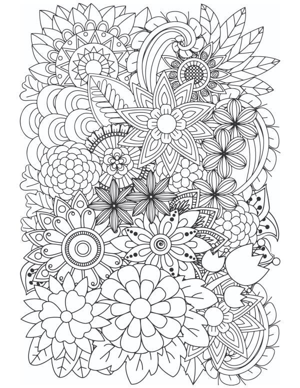 Set of 50 Flowers Zentangle Coloring Book | Flower Printables | Enhance ...