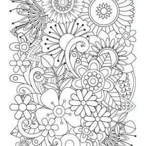 Set of 50 Flowers Zentangle Coloring Book | Flower Printables | Enhance ...