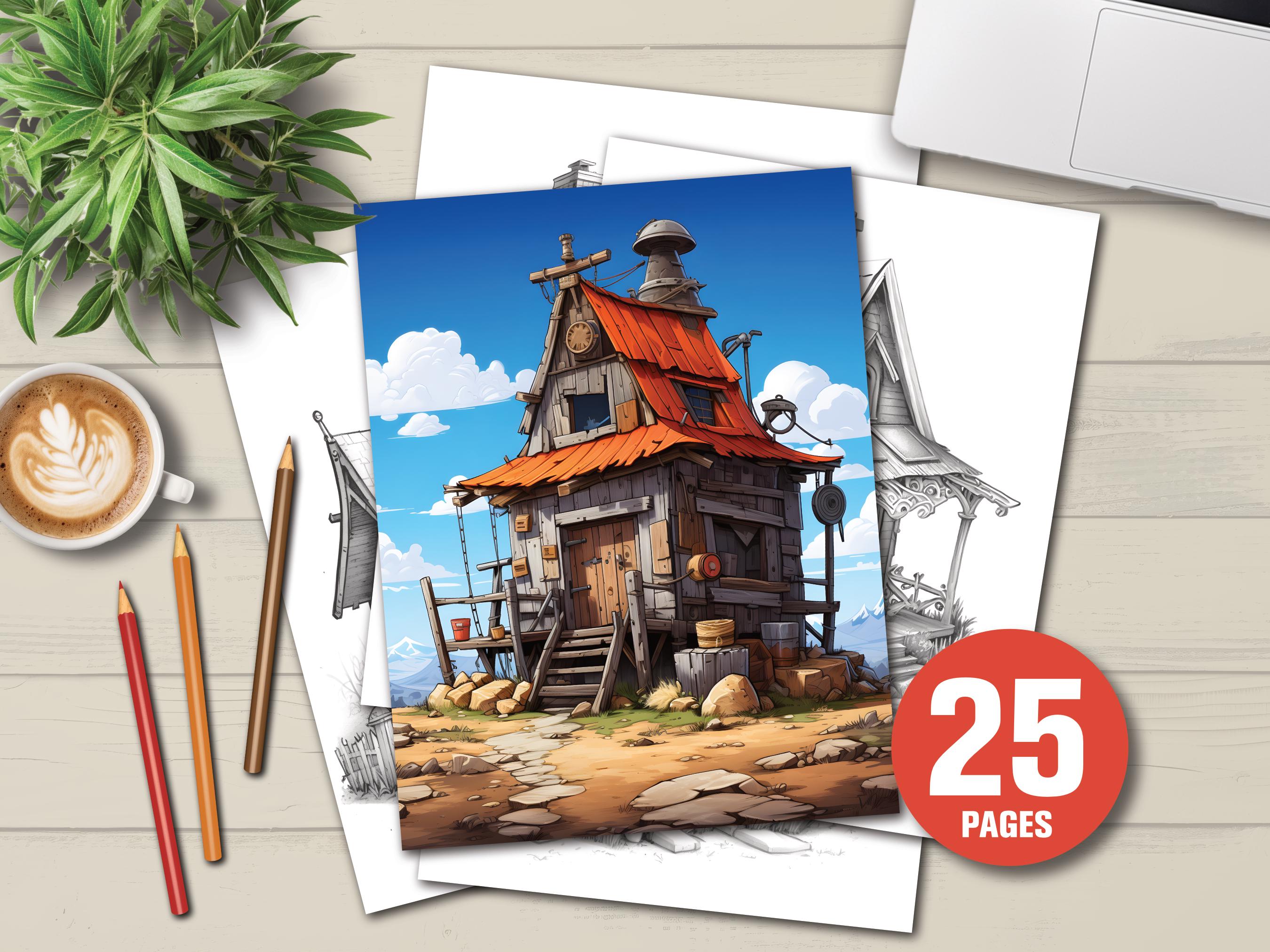 25 Little Ranch Style Houses Coloring Pages | Instant Digital Download ...