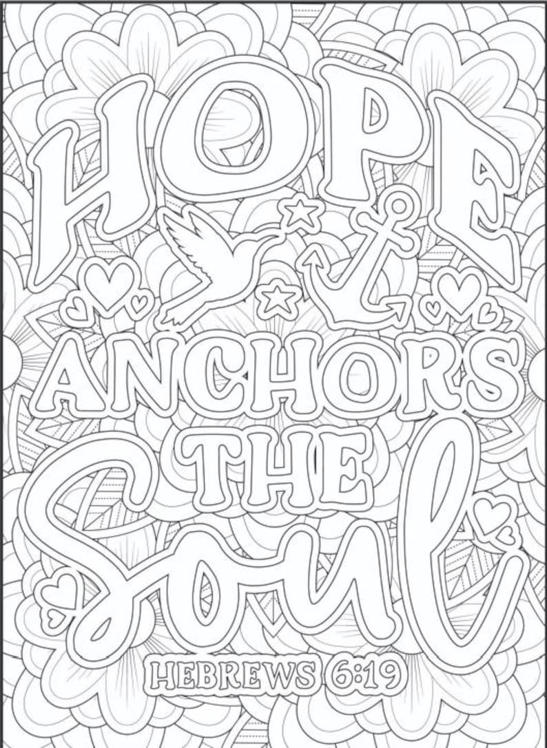 Bible Verse Quotes Coloring Book | Set of 40 Page Christian Coloring ...