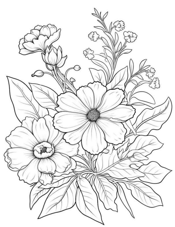 Relaxing Flower Coloring Book | Set of 100 Pages | Digital Coloring ...