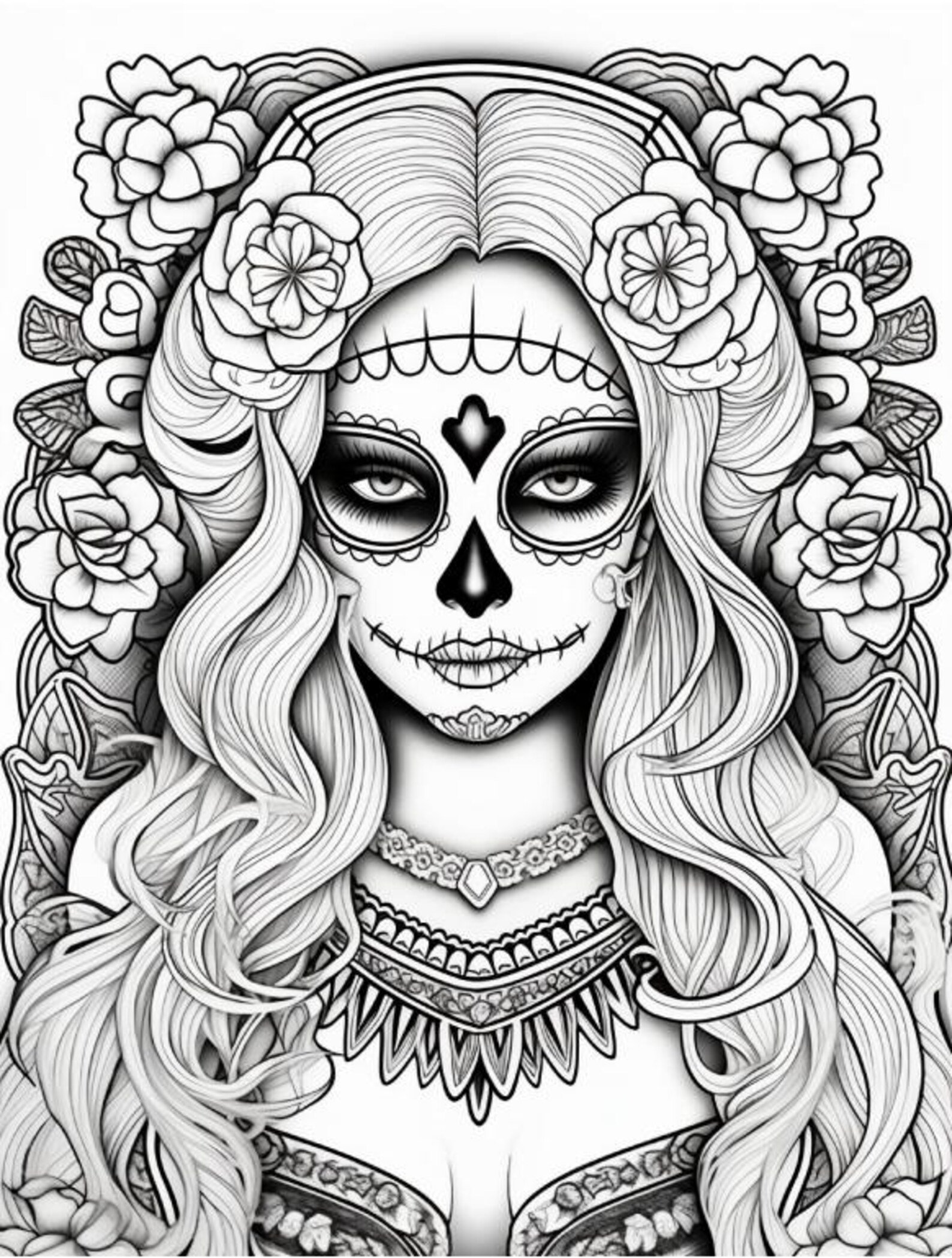 Sugar Skull Girl Coloring Book Set of 50 Pages Digital Coloring Pages ...