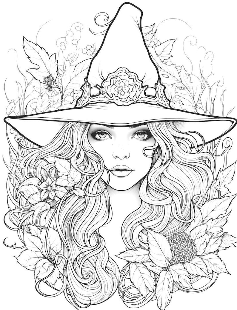 Witches Coloring Pages | Relaxing Coloring Sheets for Adults & Kids ...