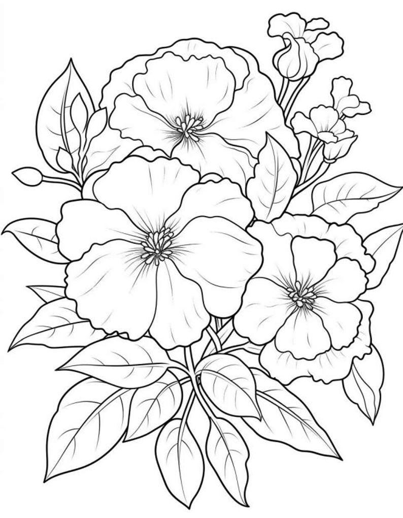 Relaxing Flower Coloring Book | Set of 100 Pages | Digital Coloring ...