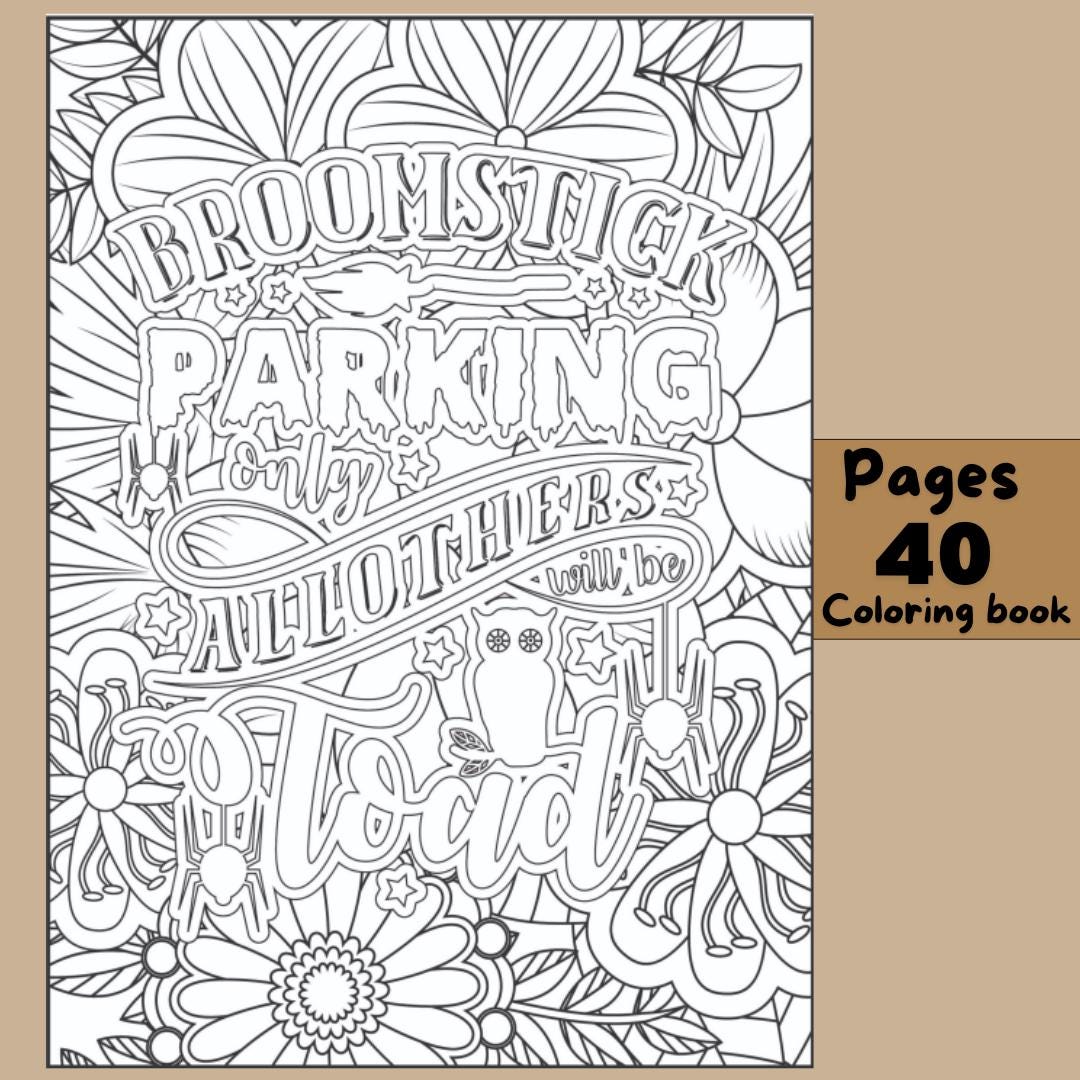 Halloween Quotes Coloring Book | 40 Printable Pages (digital Download ...
