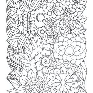 Set of 50 Flowers Zentangle Coloring Book | Flower Printables | Enhance ...