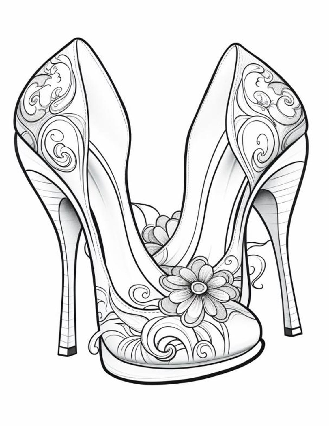 Fashion Shoes Coloring Book | 215 Grayscale Designs (PDF Download) - Etsy