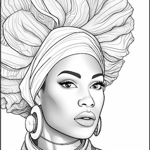 African Black Woman Coloring Pages | 100 Printable Stress Relief ...