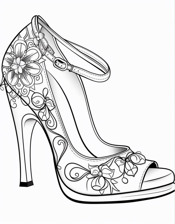 Fashion Shoes Coloring Pages for Adult | Set of 215 High-quality ...