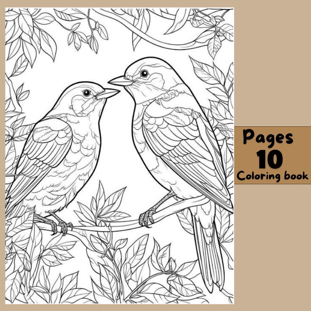 Bird Coloring Pages | 10 Nature Designs, Relaxing Art (digital Download ...