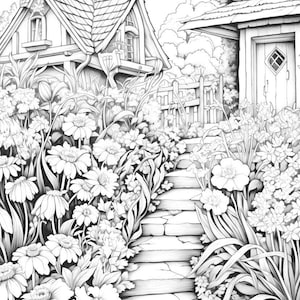 100 Gardens Coloring Pages | Instant Digital Download | Light and Dark ...