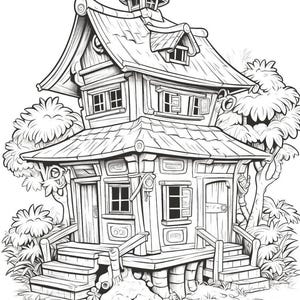 50 Funny Houses Bali Coloring Pages | Instant Digital Download | Light ...