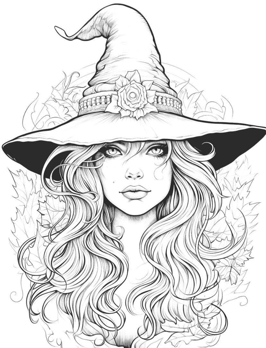 Witches Coloring Pages | Relaxing Coloring Sheets for Adults & Kids ...