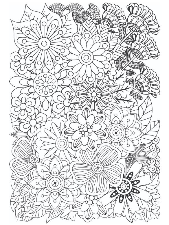 Set of 50 Flowers Zentangle Coloring Book | Flower Printables | Enhance ...