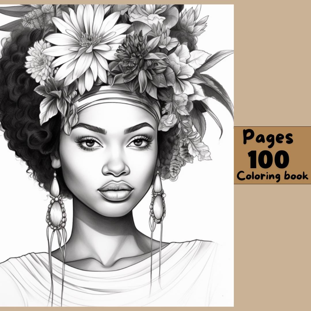 100 African Black Girl Coloring Pages | Floral PDF (digital Download ...