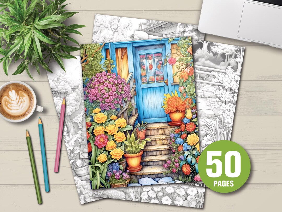 Spring Gardens Coloring Book | 50 Stained Glass Designs (PDF Files) - Etsy