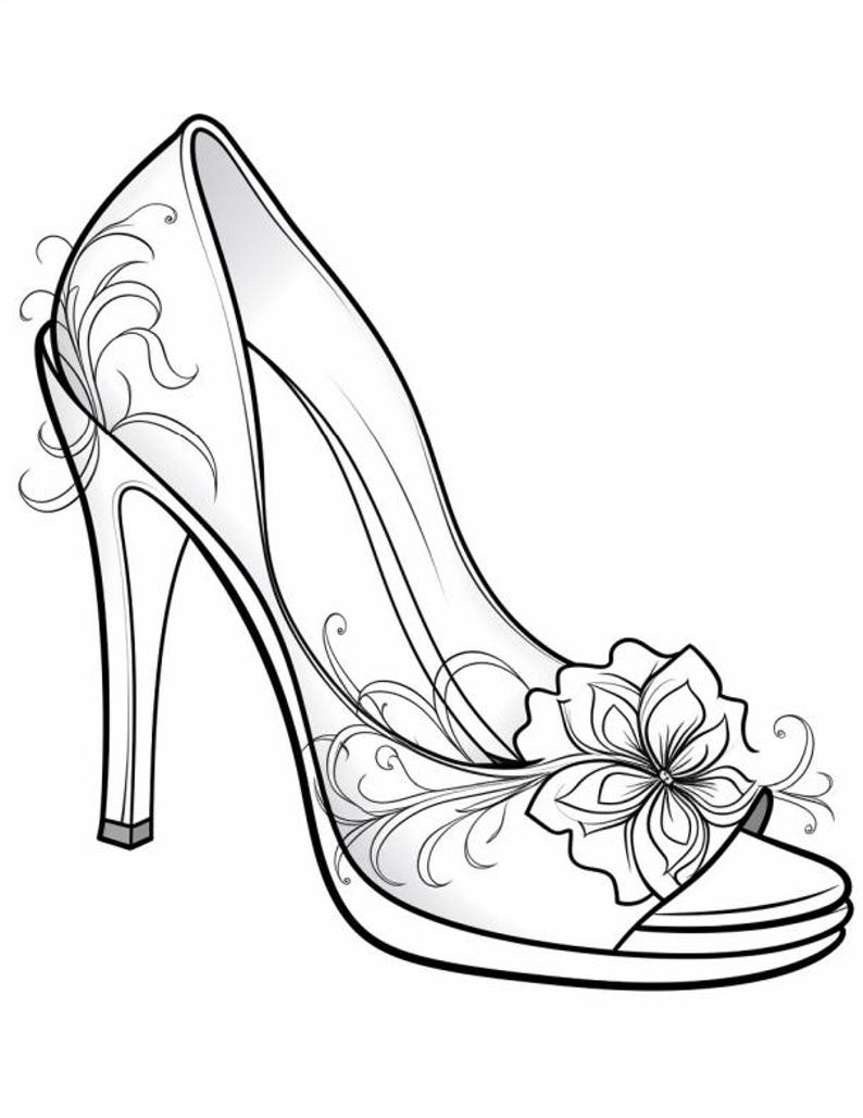 Fashion Shoes Coloring Pages for Adult | Set of 215 High-quality ...