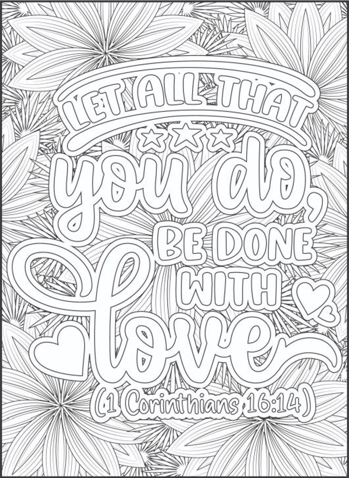Bible Verse Quotes Coloring Book | Set of 40 Page Christian Coloring ...