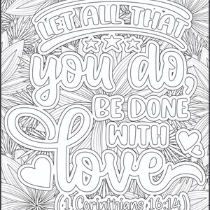 Bible Verse Quotes Coloring Book | Set of 40 Page Christian Coloring ...
