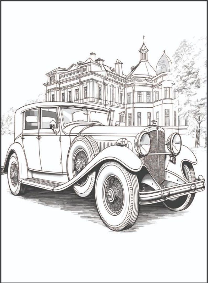 Classic Car Coloring Book | 75 Vintage Automobile Pages (digital ...