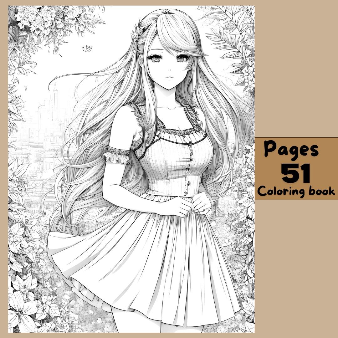 Set of 51 Cute Anime Girl Coloring Pages | Digital PDF and JPG ...