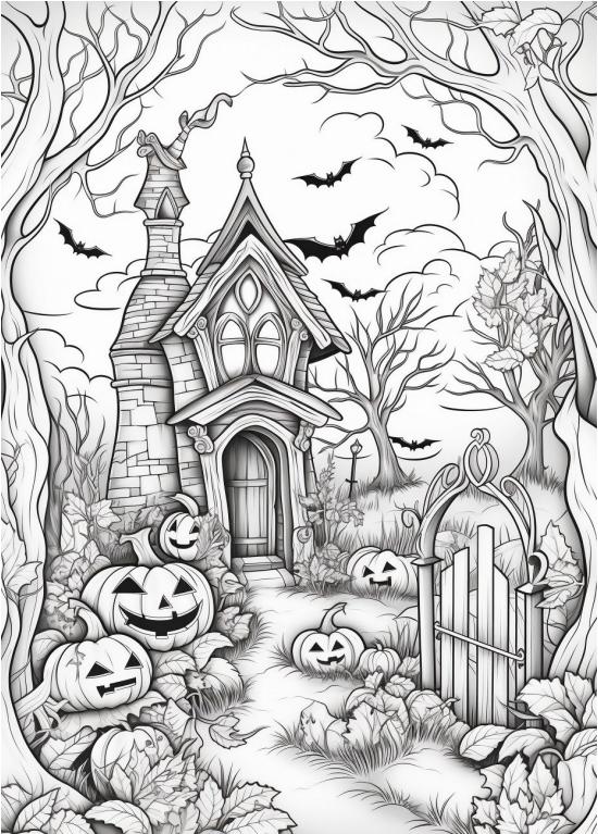 45 Haunted House Halloween Coloring Page Instant Digital Download ...