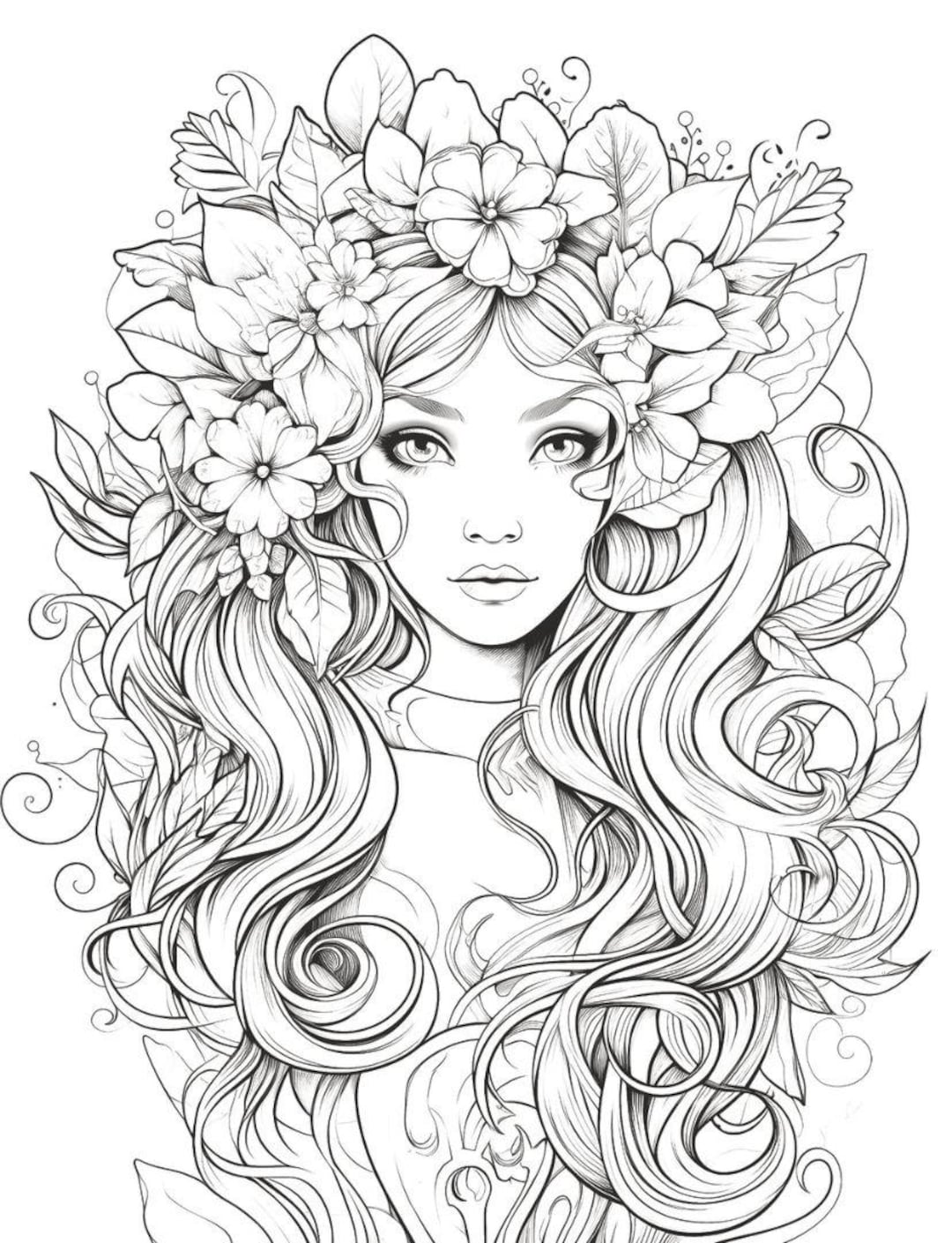 50 Elfs Coloring Pages | Instant Digital Download | Light and Dark ...