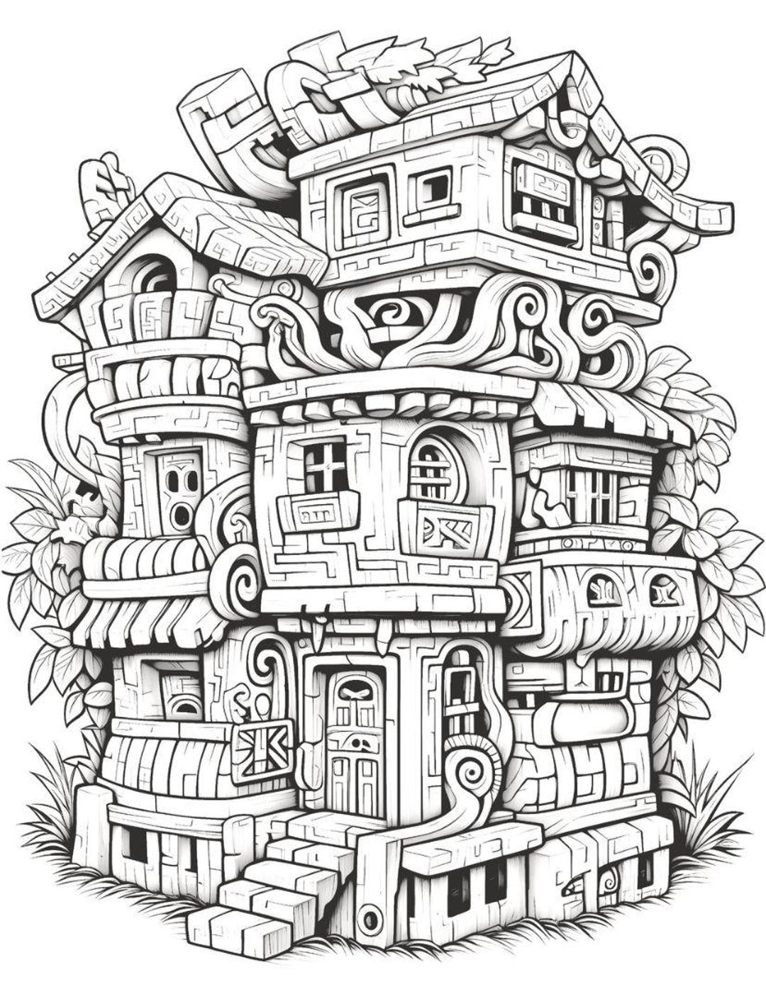 50 Funny Houses Aztecs Pages | Instant Digital Download | Light and ...