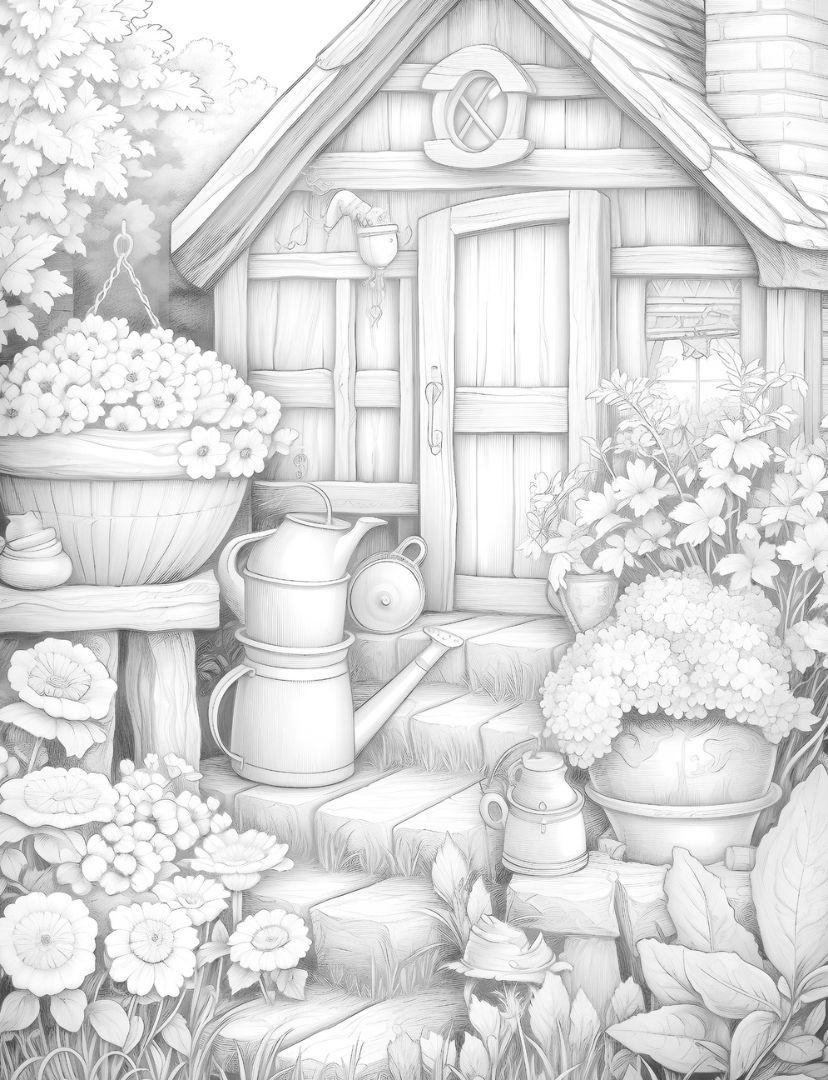 50 Spring Gardens Coloring Page | Instant Digital Download | Light and ...