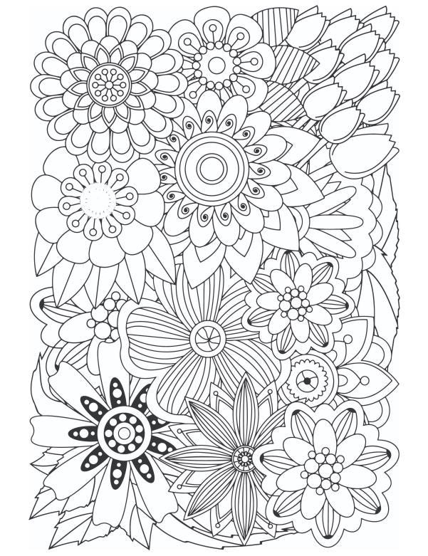 Set of 50 Flowers Zentangle Coloring Book Flower Printables Enhance ...