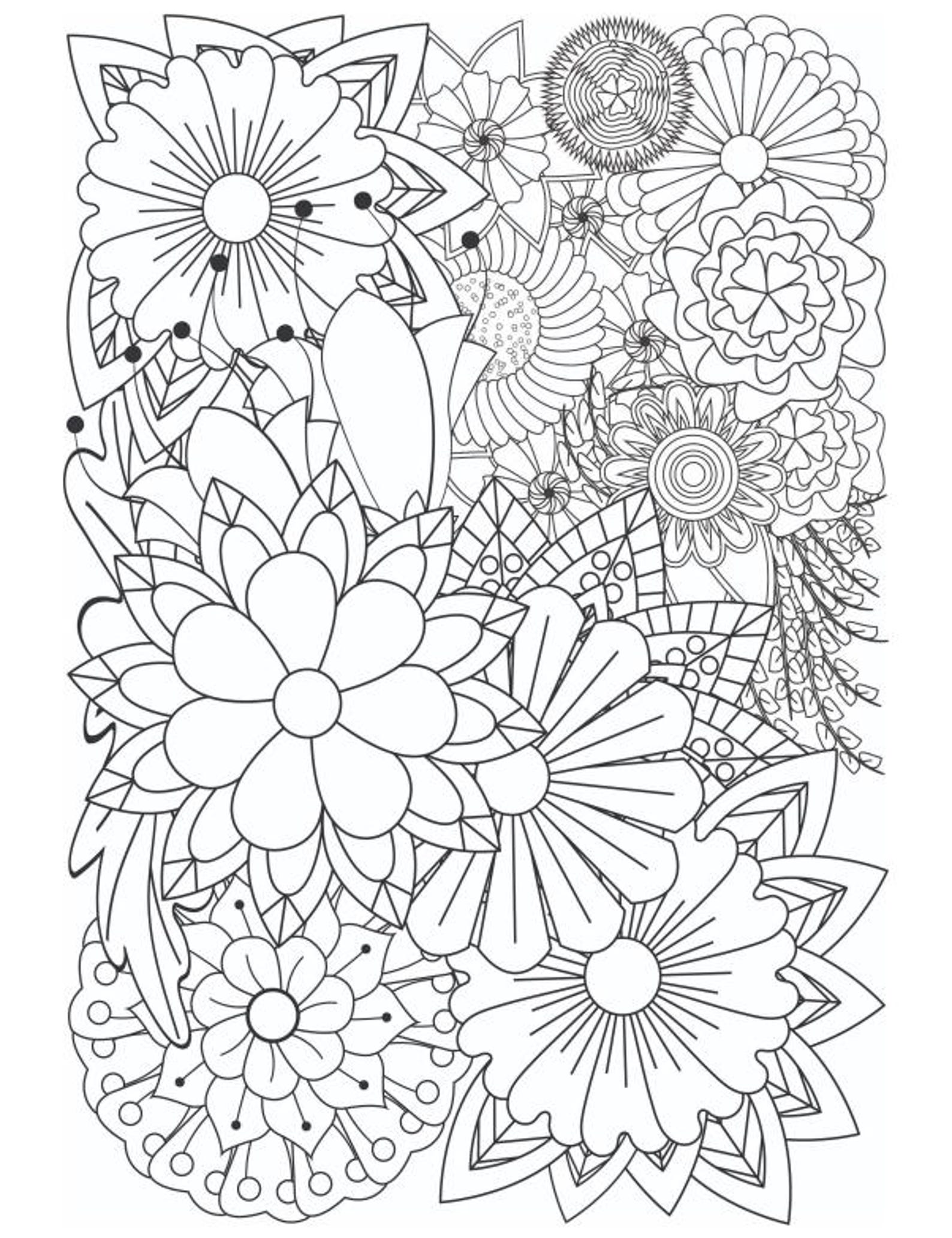 Set of 50 Flowers Zentangle Coloring Book Flower Printables Enhance ...
