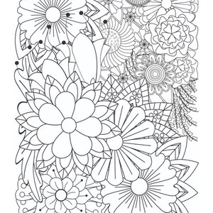 Set of 50 Flowers Zentangle Coloring Book | Flower Printables | Enhance ...