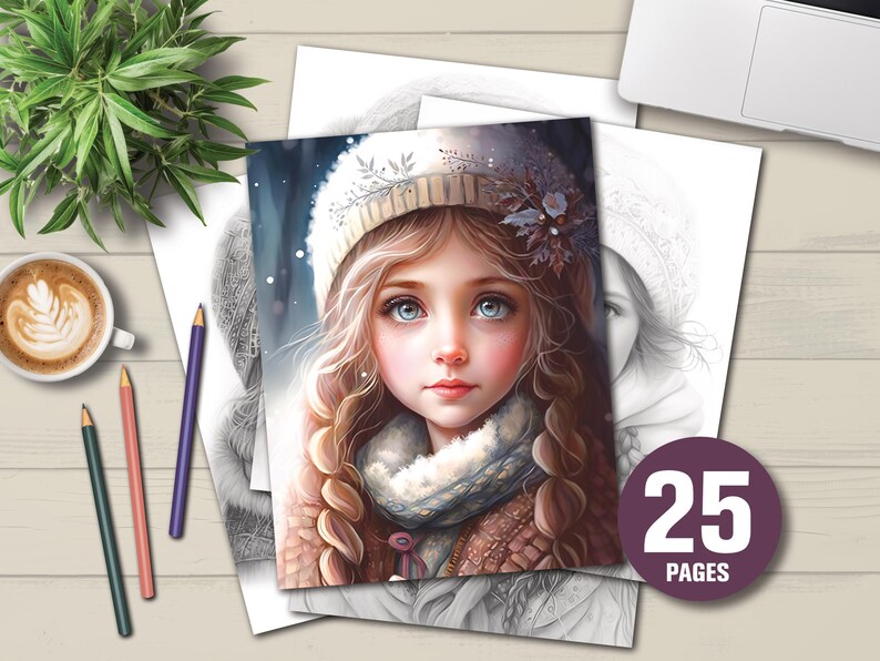 25 Winter Girls Coloring Pages | Instant Digital Download | Relax and ...