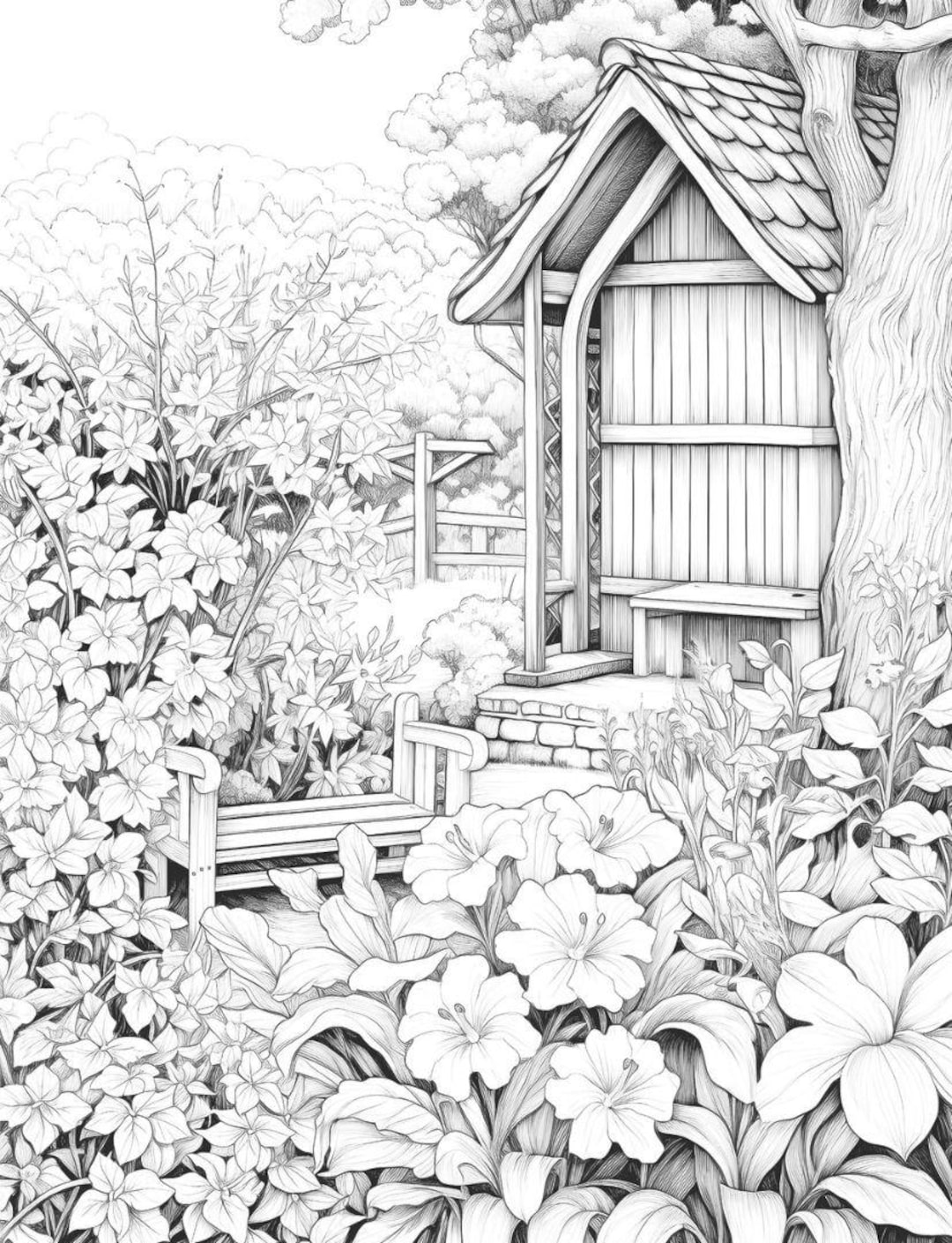 50 Spring Gardens Coloring Pages | Instant Digital Download | Light and ...