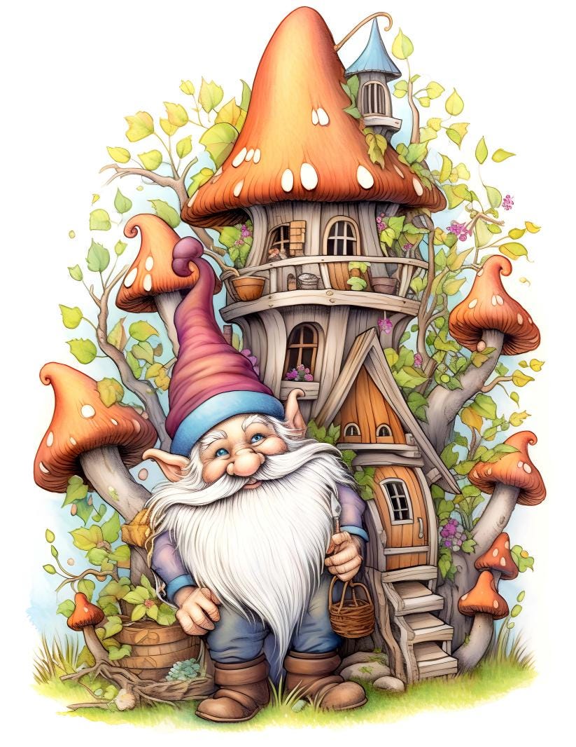 50 Gnomes Coloring Pages | Light and Dark PDF | Printable Happy ...