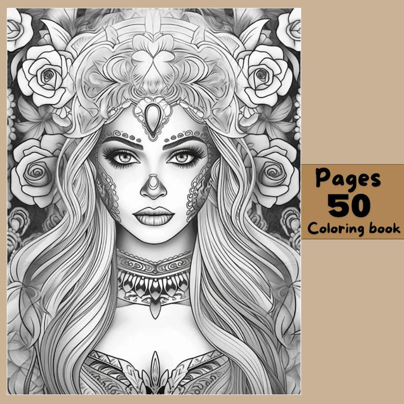 Sugar Skull Girl Coloring Book Set of 50 Pages Digital Coloring Pages ...
