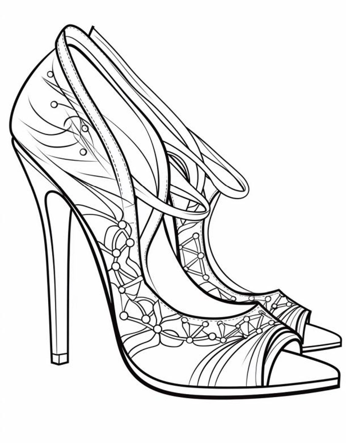 Fashion Shoes Coloring Book | 215 Grayscale Designs (PDF Download) - Etsy