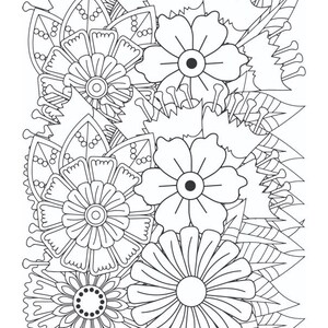 Set of 50 Flowers Zentangle Coloring Book | Flower Printables | Enhance ...