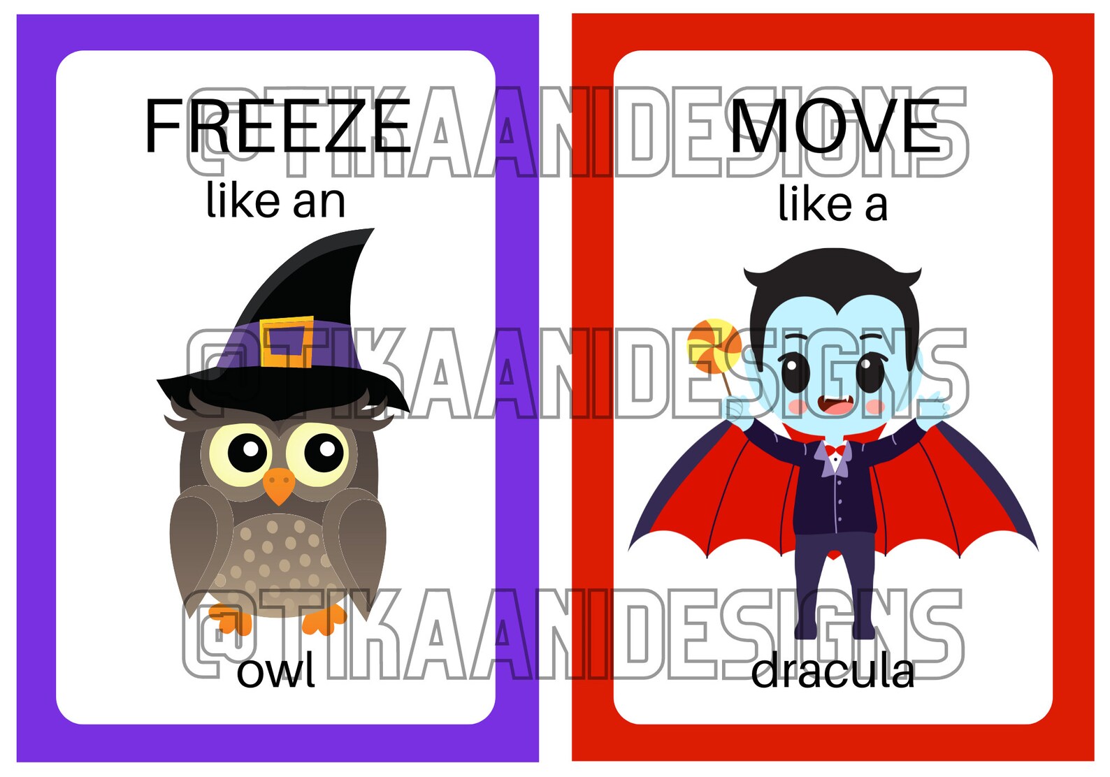 Halloween Movement Cards - Etsy