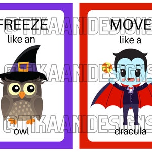 Halloween Movement Cards - Etsy
