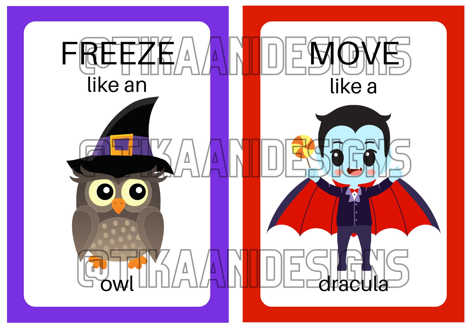Halloween Movement Cards - Etsy