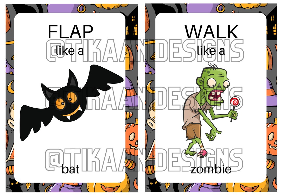 Halloween Movement Cards - Etsy