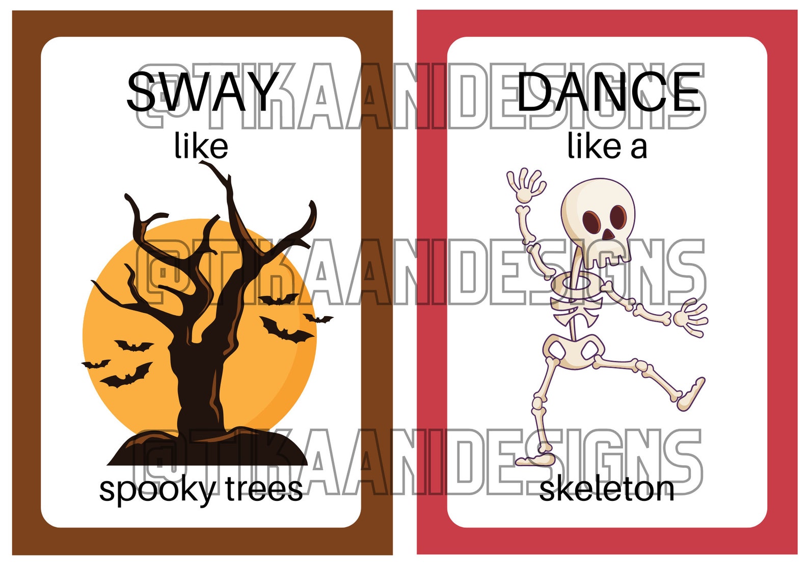 Halloween Movement Cards - Etsy