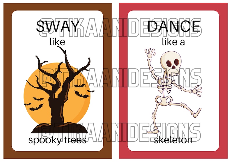 Halloween Movement Cards - Etsy